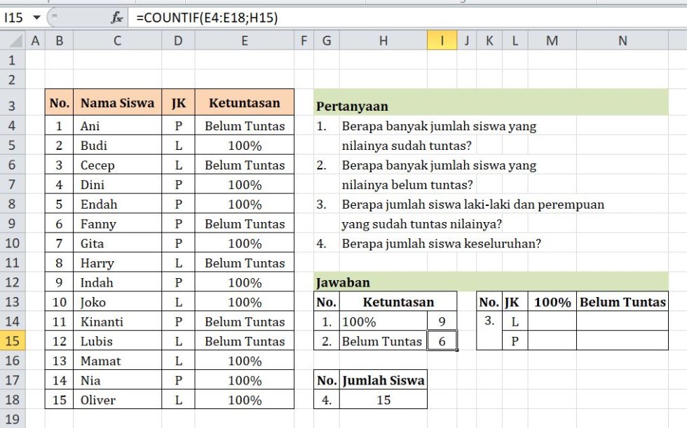Contoh dan Penjelasan Fungsi COUNT Excel dan Variannya | Depot Excel