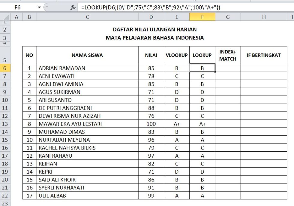 Cara Membuat Rentang Nilai Sesuai KKM di Excel dengan Rumus Sederhana ...