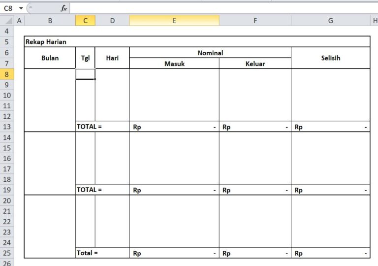 Cara Membuat Pembukuan Keuangan Pribadi di Microsoft Excel dengan Rumus ...