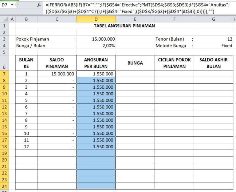 Cara Membuat Tabel Angsuran Pinjaman Bunga Efektif, Anuitas, dan Fixed ...