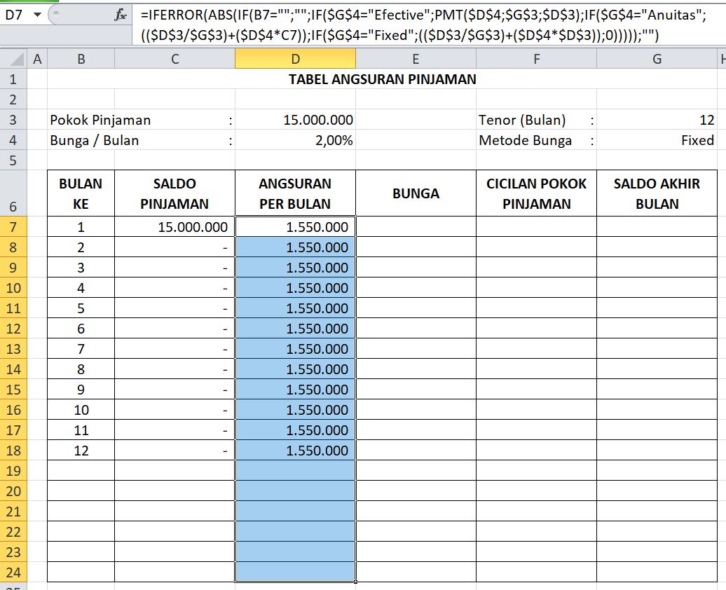 Cara Membuat Tabel Angsuran Pinjaman Bunga Efektif, Anuitas, dan Fixed ...