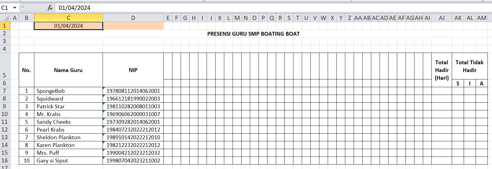 Cara Mudah Rekapitulasi Absensi Karyawan, Guru Atau Siswa di Excel ...