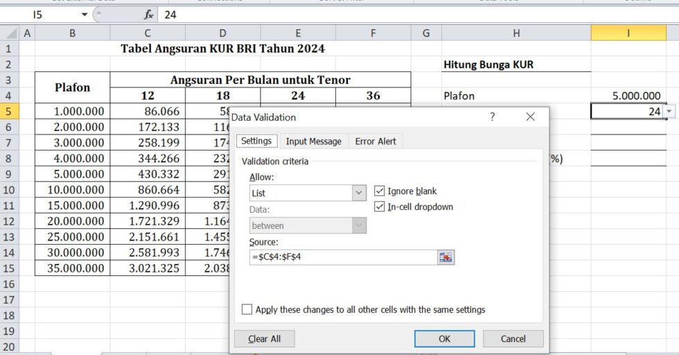Cara Mudah Menghitung Bunga KUR BRI dengan Rumus Excel | Depot Excel