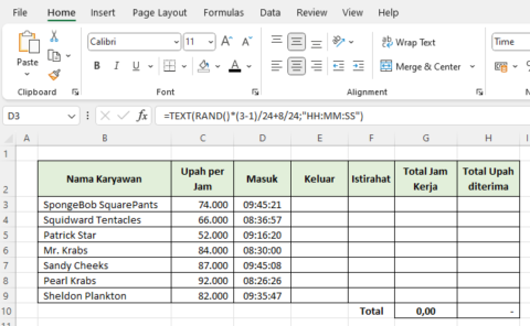 Cara Mengacak Jam Masuk dan Keluar di Excel Menggunakan Rumus Sederhana ...
