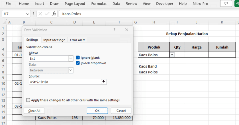 3 Langkah Membuat List Data Validation Excel untuk Rekap Data Penjualan | Depot Excel