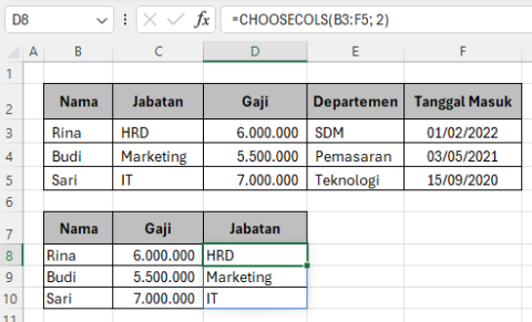 Fungsi CHOOSECOLS di Excel: Cara Cerdas Memilih Kolom Secara Dinamis | Depot Excel