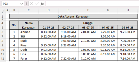 Cara Rekap Keterlambatan Karyawan Secara Otomatis Menggunakan Rumus ...