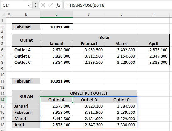 Cara Ubah Data Vertikal Menjadi Horizontal Secara Otomatis di Excel | Depot Excel