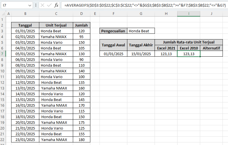 3 Cara Menghitung Rata-rata dengan Pengecualian dan Rentang Tanggal di ...